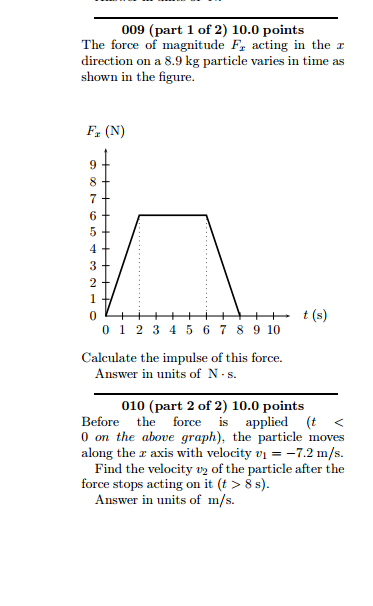 Solved 009 (part 1 of 2) 10.0 points The force of magnitude | Chegg.com