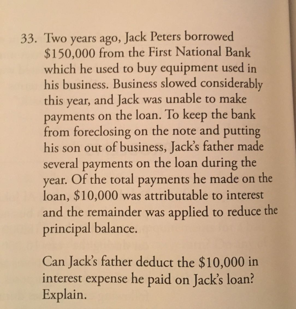 Solved Two years ago, Jack Peters borrowed $150,000 from the | Chegg.com