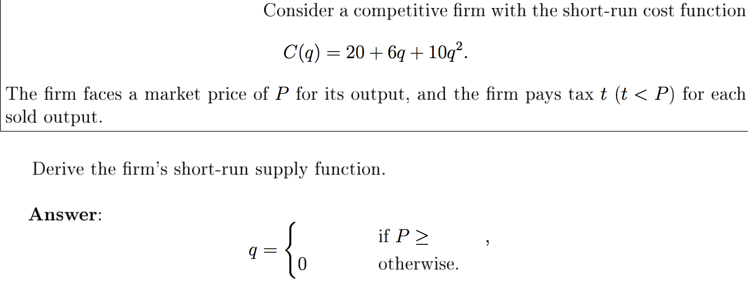 Solved Consider a competitive firm with the short-run cost | Chegg.com