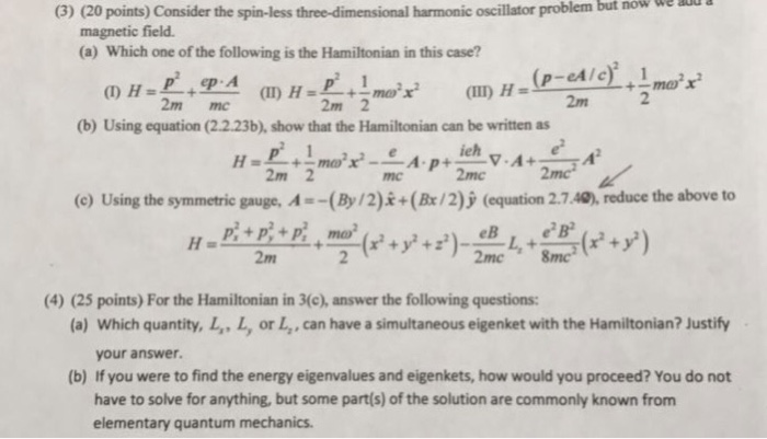 Solved Consider the spin-less three-dimensional harmonic | Chegg.com