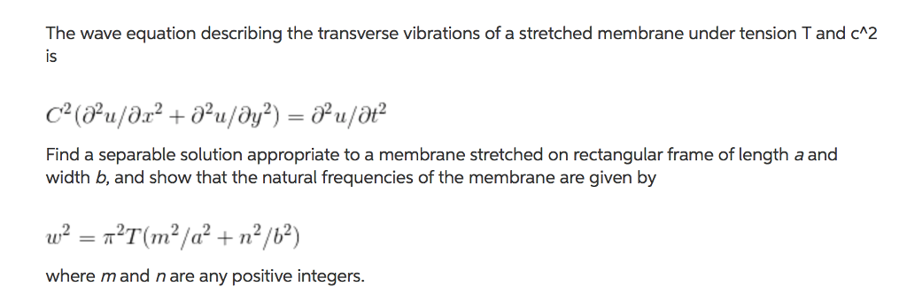 Solved The wave equation describing the transverse | Chegg.com