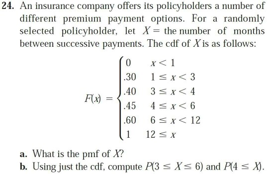 Solved 24. An insurance company offers its policyholders a | Chegg.com