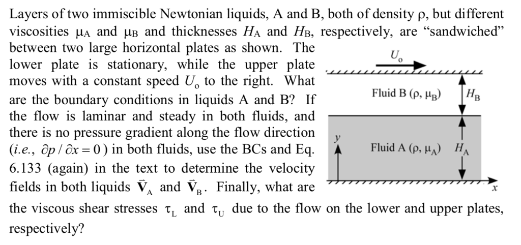 Solved Layers of two immiscible Newtonian liquids, A and B, | Chegg.com