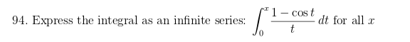 Solved Express the integral as an infinite series: | Chegg.com