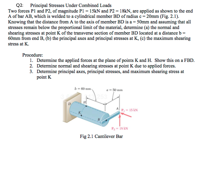 Solved Q2: Principal Stresses Under Combined Loads Two | Chegg.com