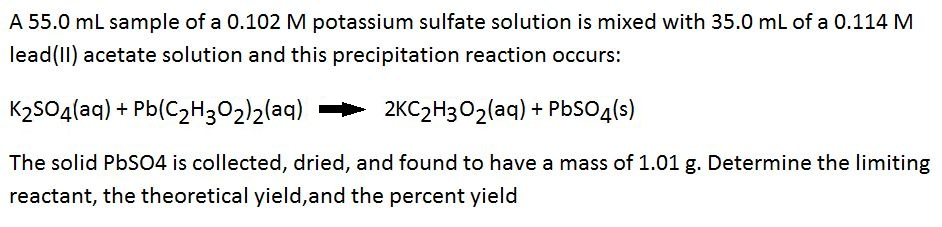 Solved: A 55.0 ML Sample Of A 0.102 M Potassium Sulfate So... | Chegg.com