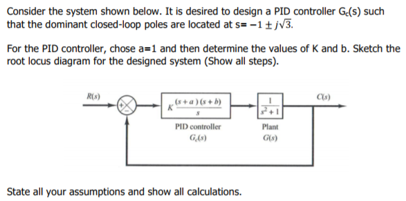 Solved Consider the system shown below. It is desired to | Chegg.com