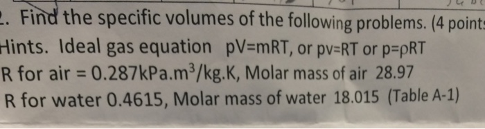 Solved Find the specific volumes of the following problems. | Chegg.com