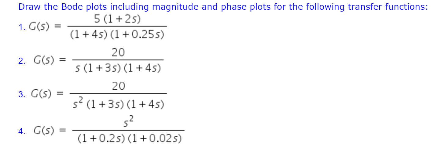 Solved Draw the Bode plots including magnitude and phase | Chegg.com