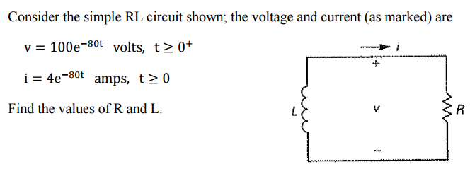 Solved Consider the simple RL circuit shown; the voltage and | Chegg.com