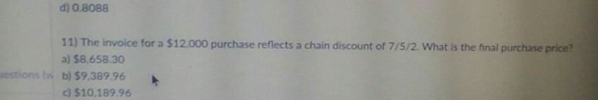 Solved the net price equivalent rate for a trade discount | Chegg.com