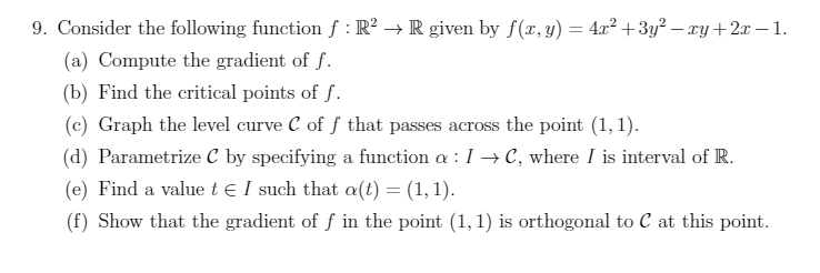 Solved Consider the following function f: R^2 rightarrow R | Chegg.com