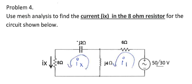 Solved Use mesh analysis to find the current (ix) in the 8 | Chegg.com