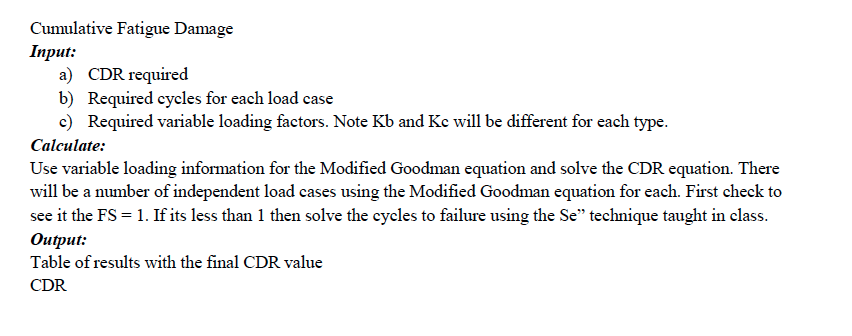 CDR= CUMULATIVE DAMAGE RATIO WRITE ALL THE | Chegg.com