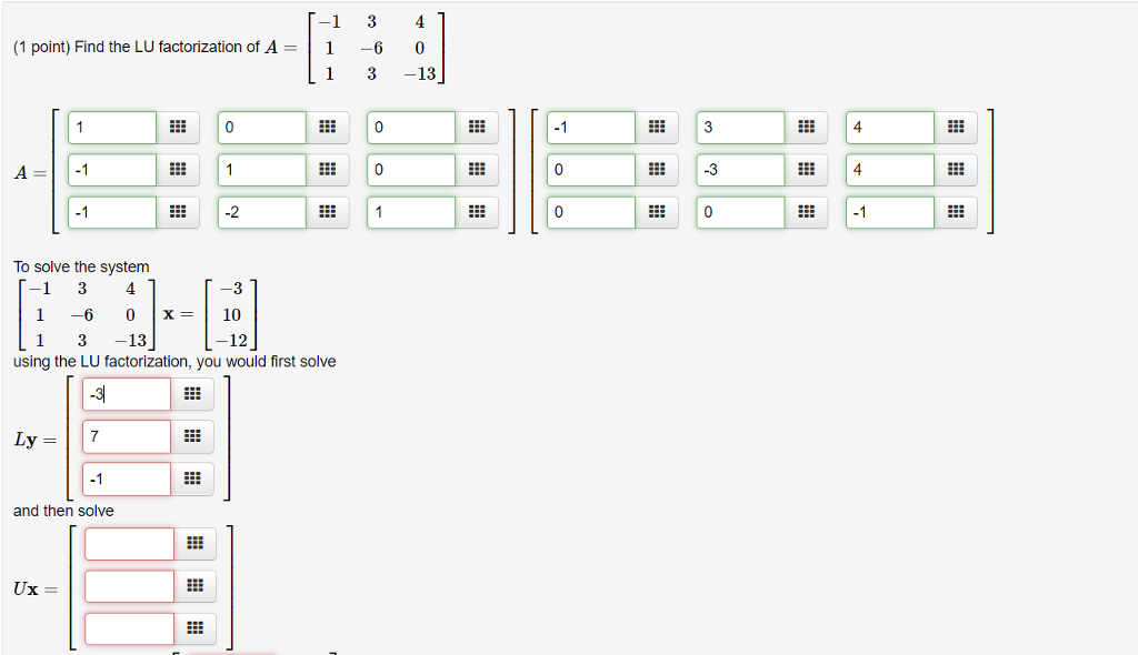 Solved Elementary Matrices To solve the system using the LU | Chegg.com