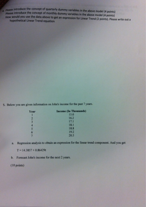 Solved Introduce the concept of quarterly dummy variables in | Chegg.com