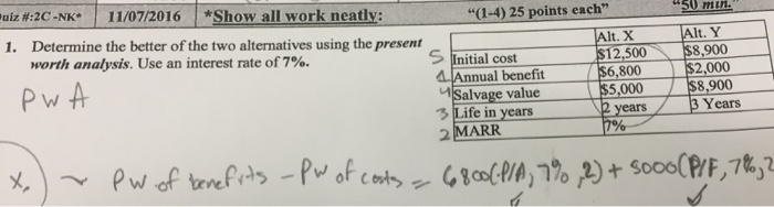Solved Determine the better of the two alternatives using | Chegg.com