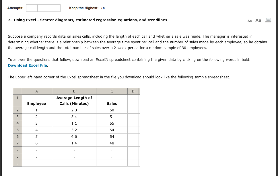 Solved Attempts Keep the Highest: 18 2. Using Excel - | Chegg.com