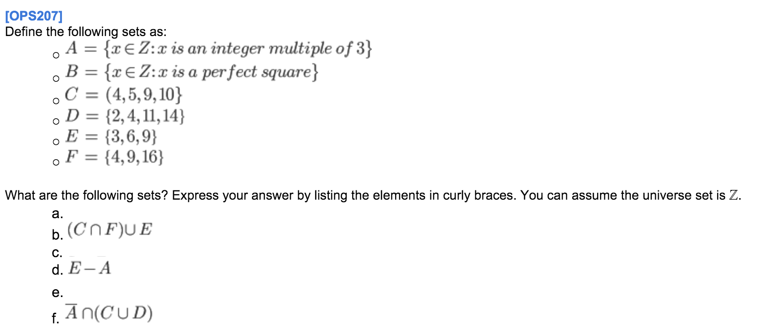 Solved OPS207] Define the following sets as A = {x Z: x is | Chegg.com