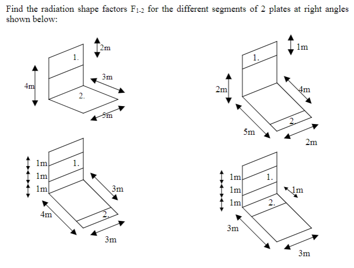 Find the radiation shape factors F1-2 for the | Chegg.com