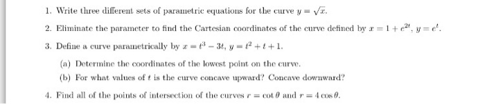 Solved 1. Write three different sets of parametric equations | Chegg.com