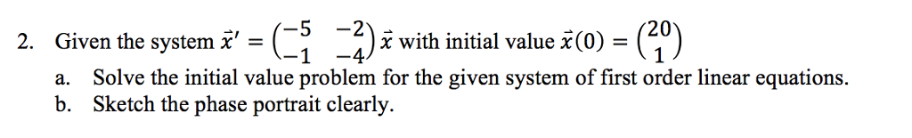 Solved 20 5 -2 1 -4 Solve the initial value problem for the | Chegg.com