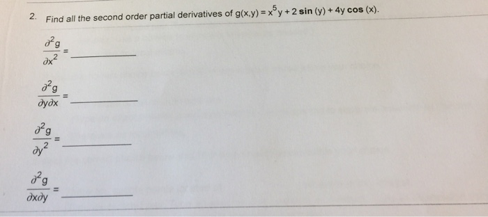 Solved Find all the second order partial derivatives of g(x, | Chegg.com