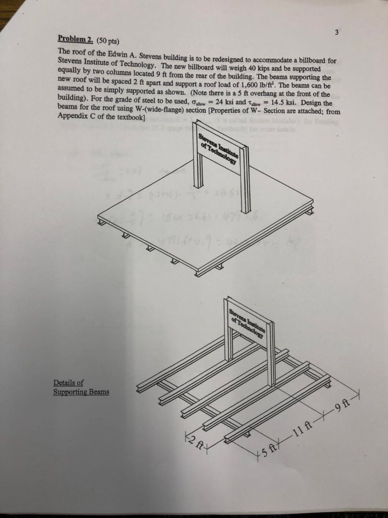 Solved Problem 2, (50 pts) The roof of the Edwin A. Stevens | Chegg.com