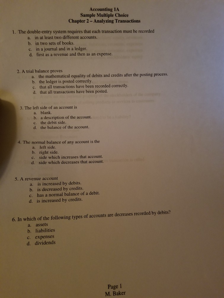 Solved Accounting IA Sample Multiple Choice Chapter 2- | Chegg.com
