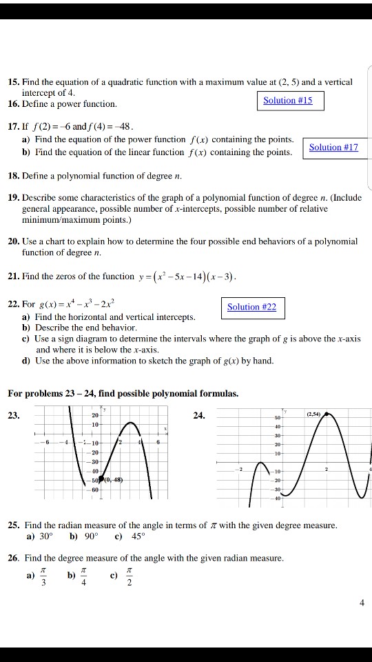Solved 15. Find the equation of a quadratic function with a | Chegg.com