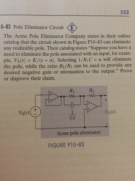 Solved Pole Eliminator Circuit The Acme Pole Eliminator | Chegg.com