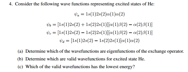 4. Consider the following wave functions representing | Chegg.com