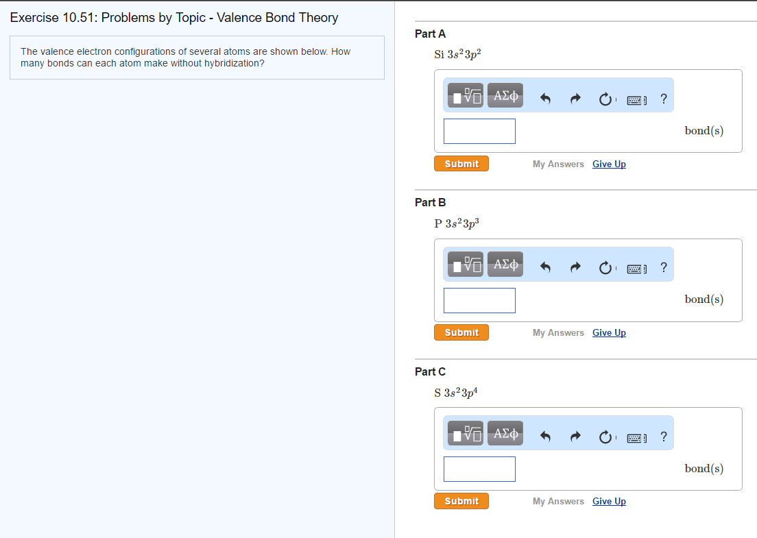 Solved Problems by Topic - Valence Bond Theory The valence | Chegg.com