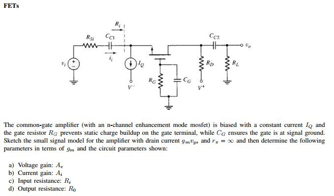 The common-gate amplifier (with an n-channel | Chegg.com