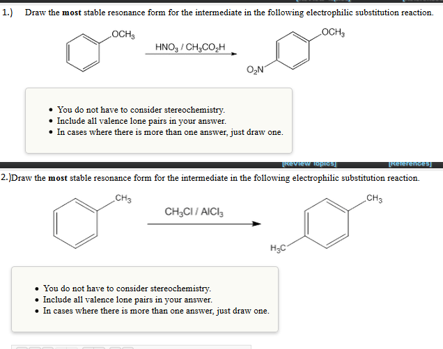 1.) Draw the most stable resonance form for the | Chegg.com