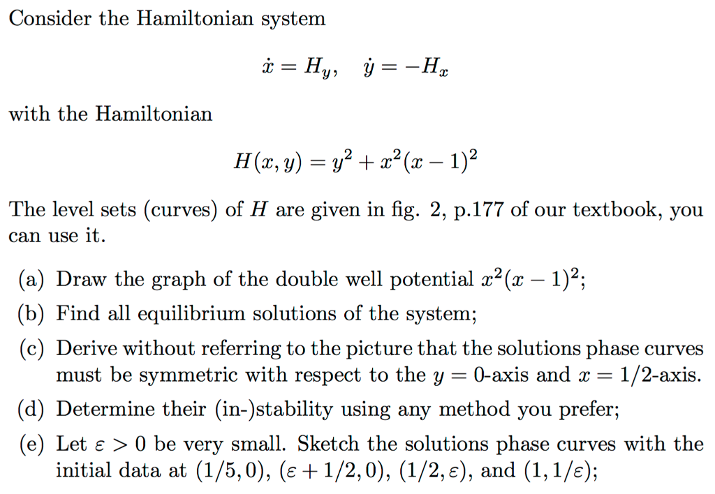 Consider the Hamiltonian system with the Hamiltonian | Chegg.com