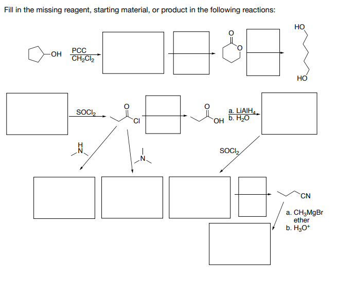 Solved Fill in the missing reagent, starting material, or | Chegg.com