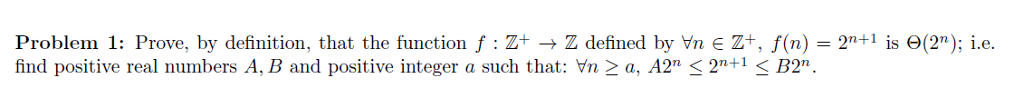 Solved Prove, by definition, that the function f: Z^+ | Chegg.com