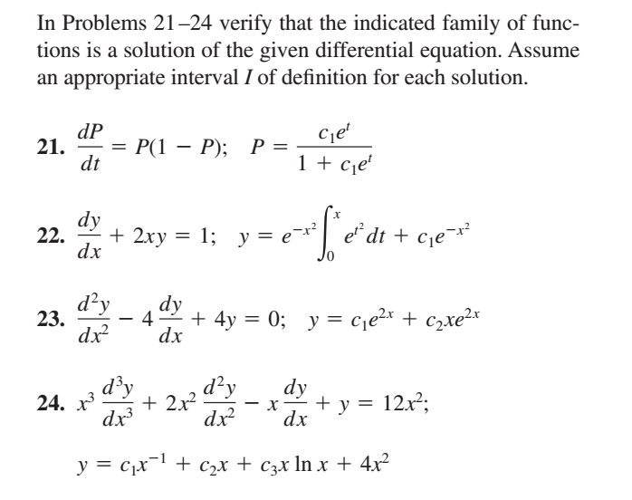 Solved In Problems 21-24 verify that the indicated family of | Chegg.com Solved In Problems 21-24 verify that the indicated family of | Chegg.com
