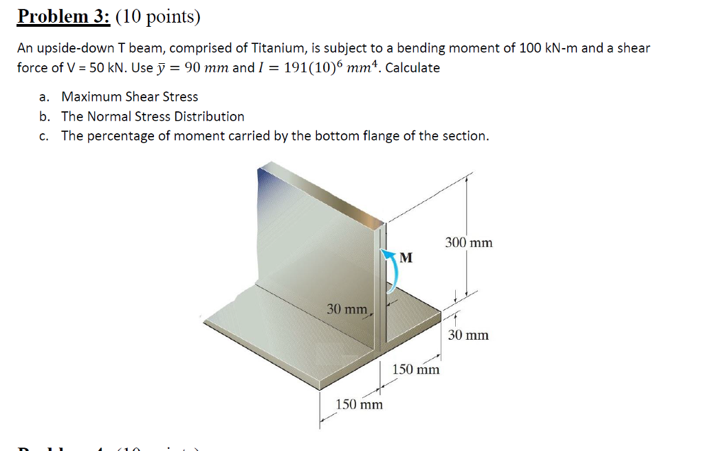 Solved Problem 3: (10 points) An upside-down T beam, | Chegg.com