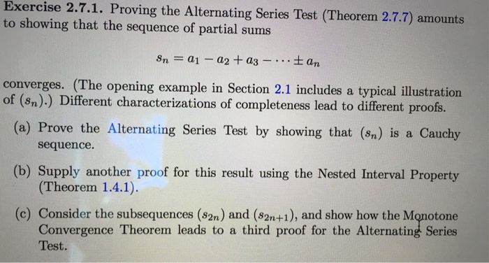 Proving the Alternating Series Test (Theorem 2.7.7) | Chegg.com
