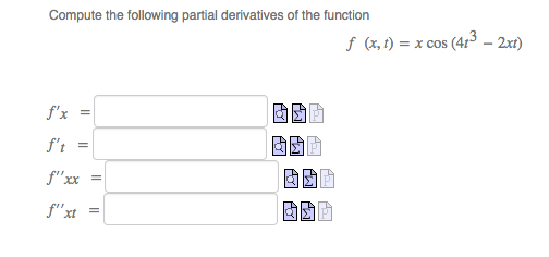 Solved Compute the following partial derivatives of the | Chegg.com