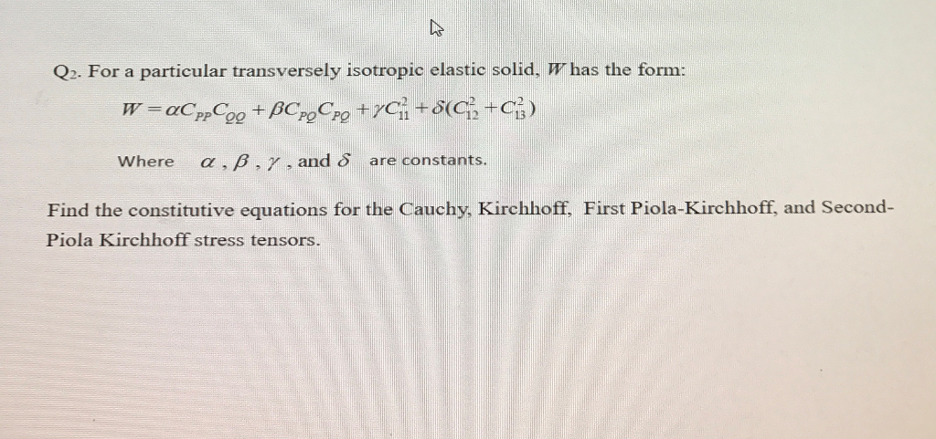 For a particular transversely isotropic elastic | Chegg.com