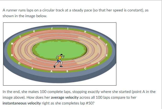 Solved A runner runs laps on a circular track at a steady | Chegg.com