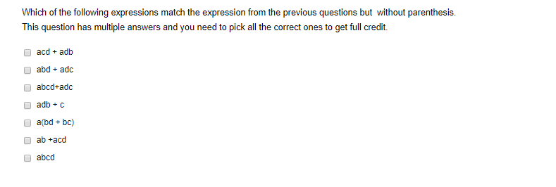Solved Which of the following expressions match the | Chegg.com