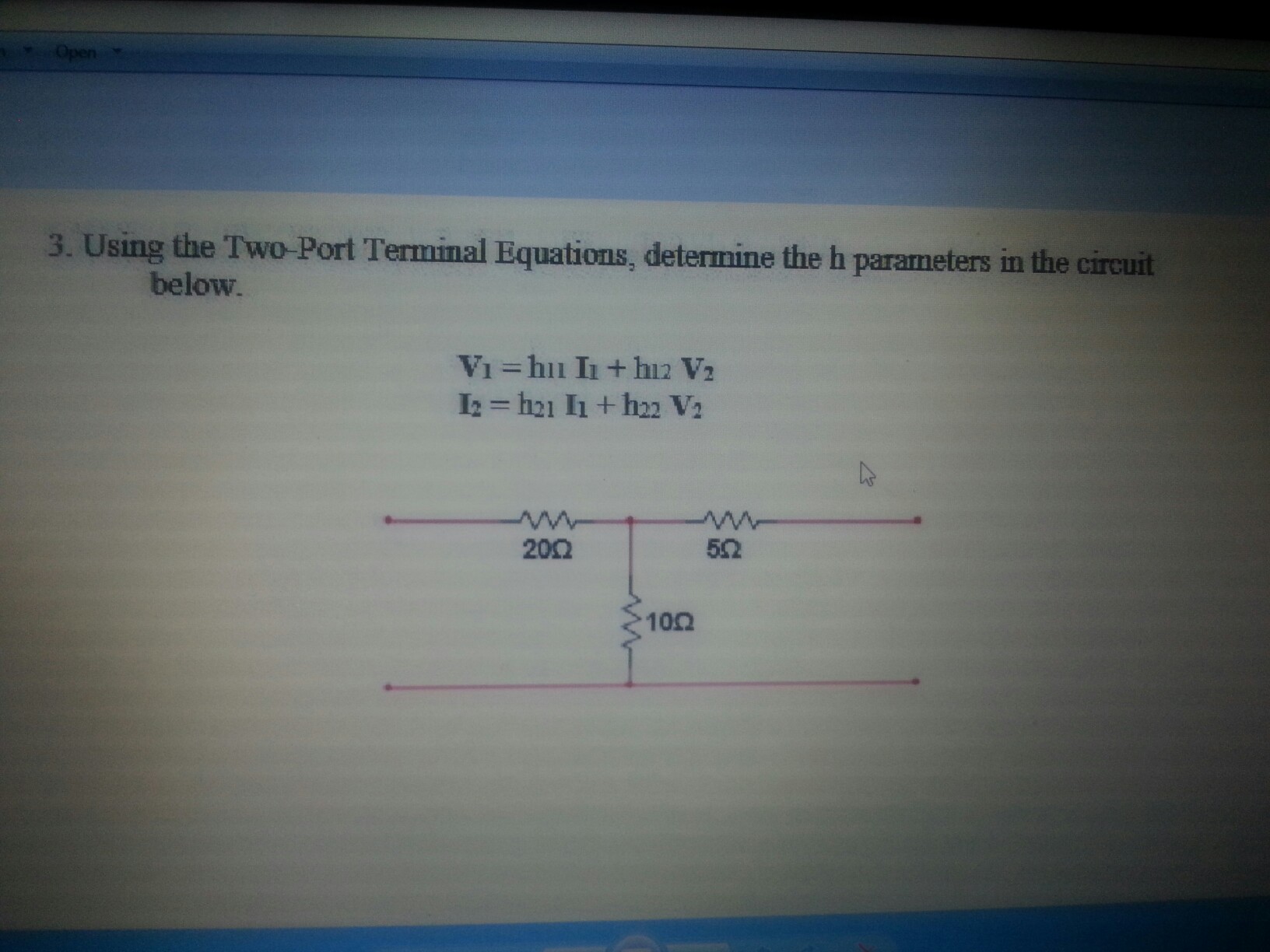 Solved 3. Using the Two-Port Terminal Equations, defernine | Chegg.com