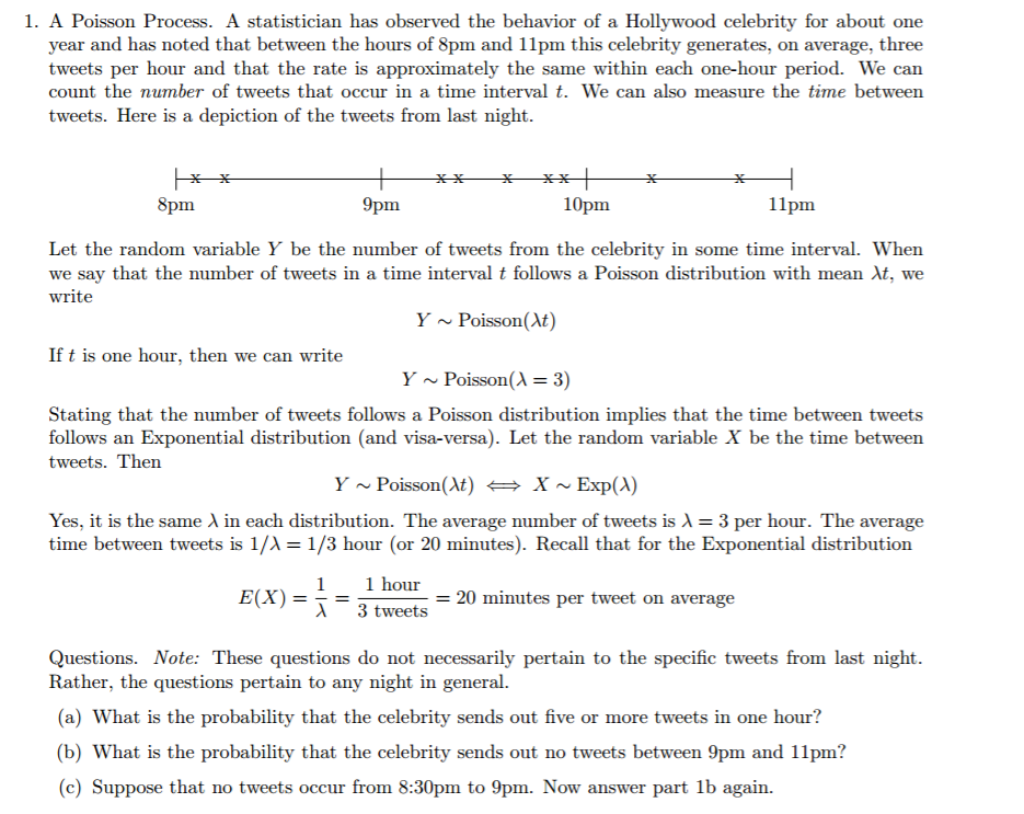 Solved A Poisson Process. A statistician has observed the | Chegg.com
