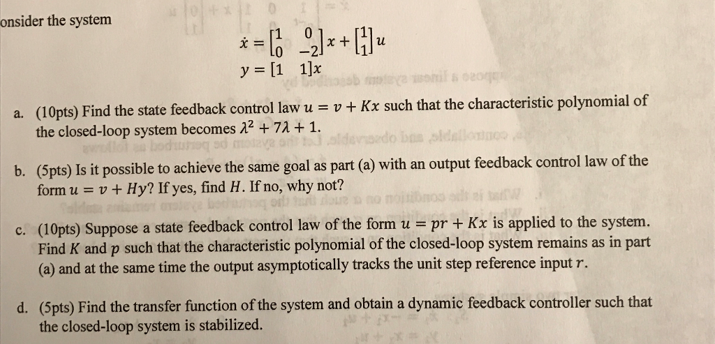 Solved This is a problem about linear system analysis in the | Chegg.com