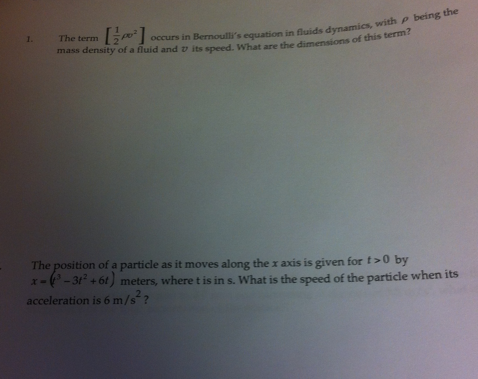 Solved The term [1/2 pv^2] occurs in Bernoulli?s equation in | Chegg.com