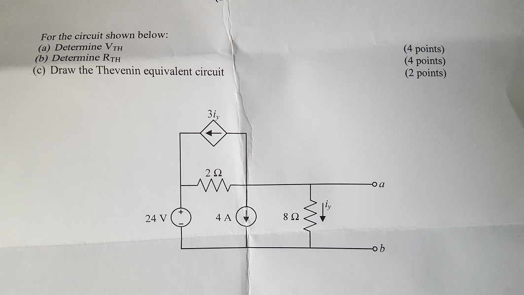 Solved For the circuit shown below: Determine Vth | Chegg.com